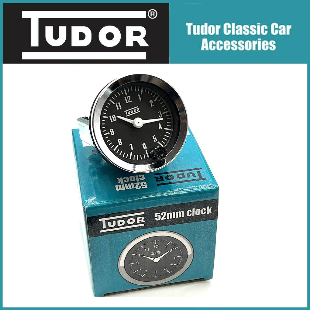 Classic Analogue Time Clock Black Face Chrome Bezel 12v 52mm – Tudor ...